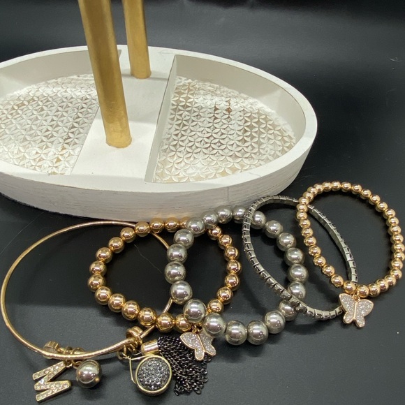 Jewelry | 312 Bundle Silver And Gold Costume Jewelry 5 Bracelets | Poshmark